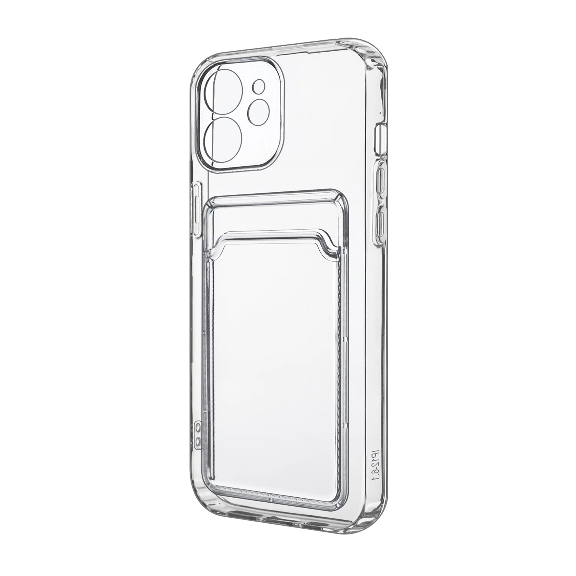 Чехол на Apple iPhone 12 с защитой камеры и карманом для карт (кардхолдер), силиконовый, прозрачный