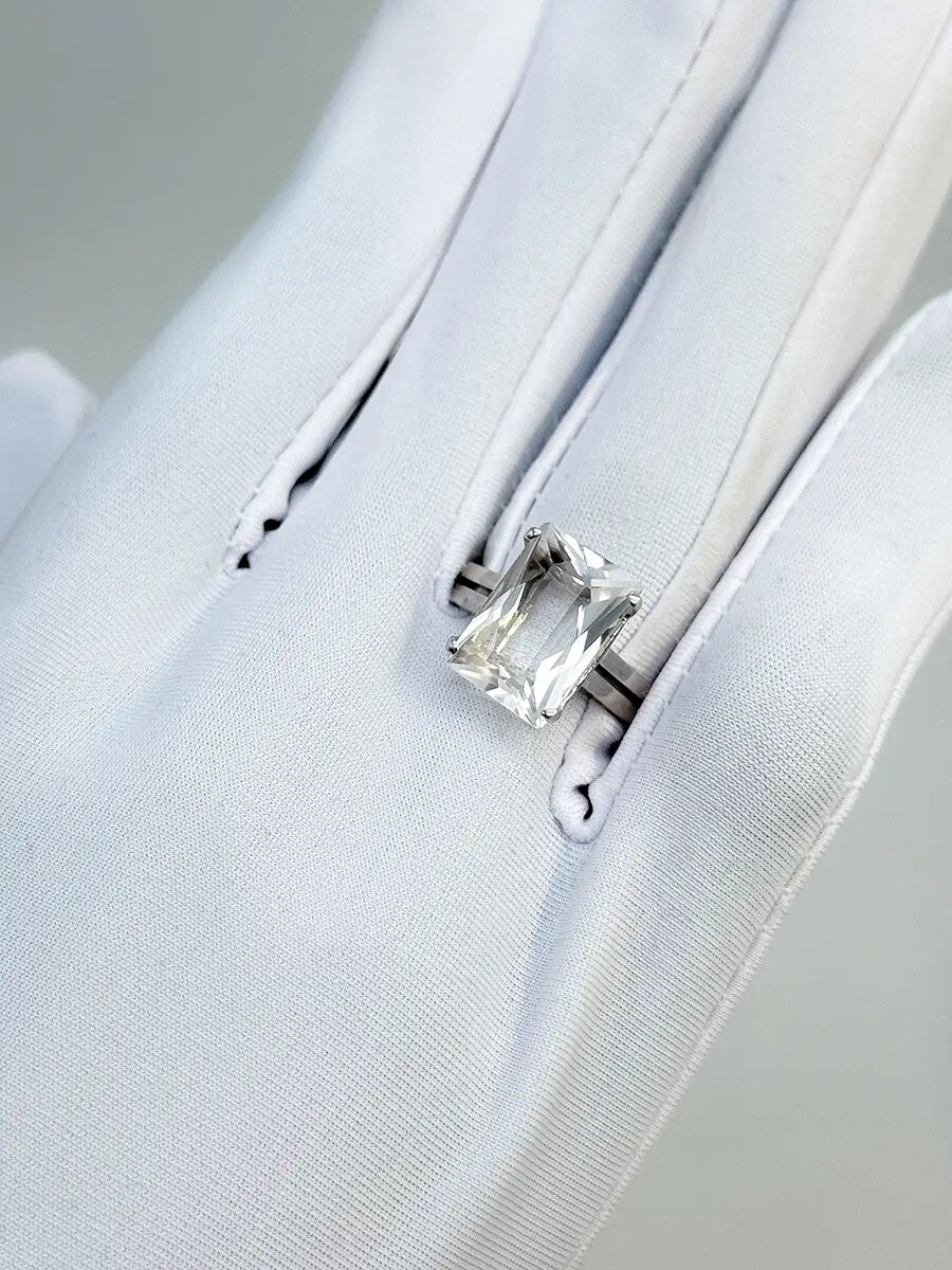 Кольцо, серебро, 925 проба, родирование, горный хрусталь