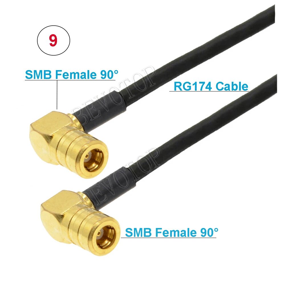 BEVOTOP RG174 Коаксиальный кабель SMB папа-мама 5-20 м 15CM, SMB F90 to SMB F90