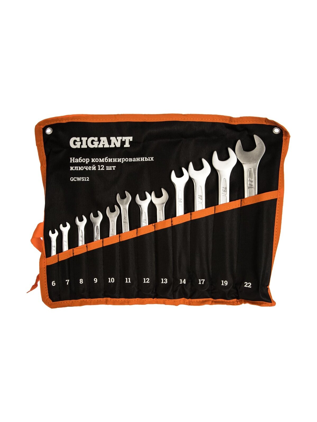 Набор комбинированных ключей 12 шт Gigant, Сталь Cr-V, 6-22мм, GCWS12/1