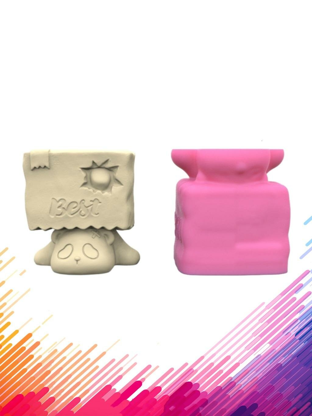 Силиконовая форма для бетонного вазона «Лежащий панда»