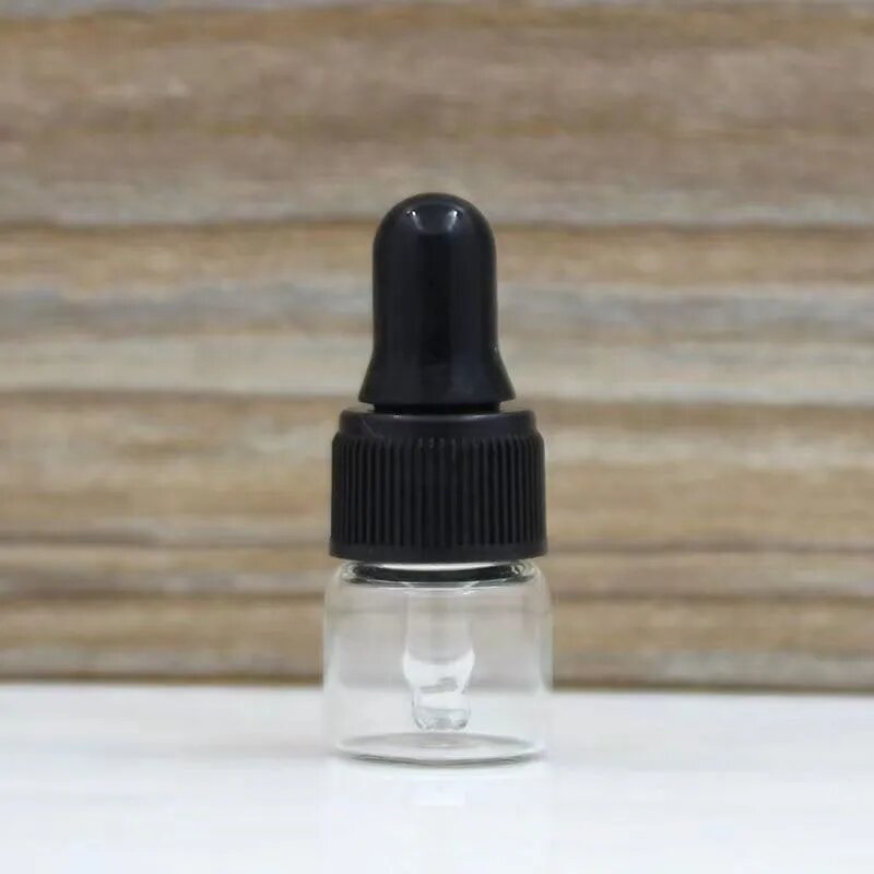 Флакон 1 мл стеклянный с крышкой с пипеткой. Набор 50 штук.