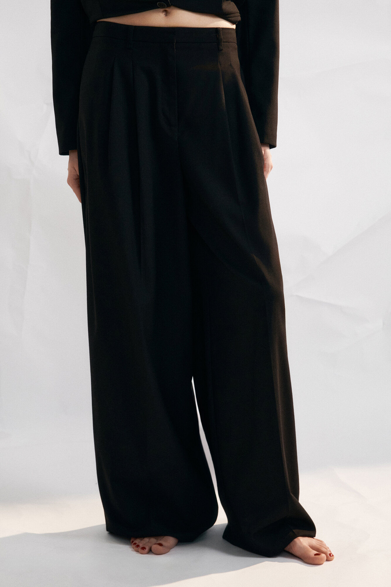 Брюки wide leg костюмные с высокой посадкой
