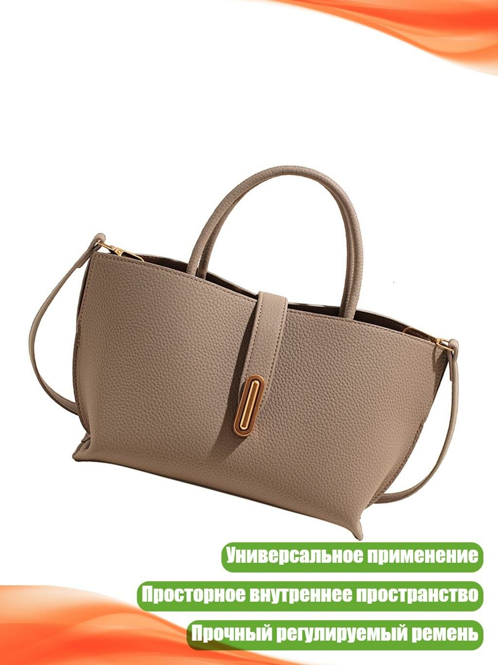 Кожаная сумка-ведро, Серый