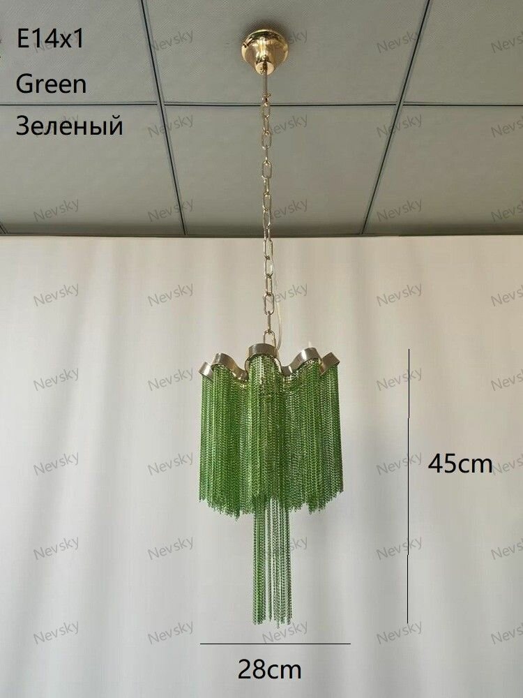 Светодиотная люстра в цвете зеленого золотой обод в спальню