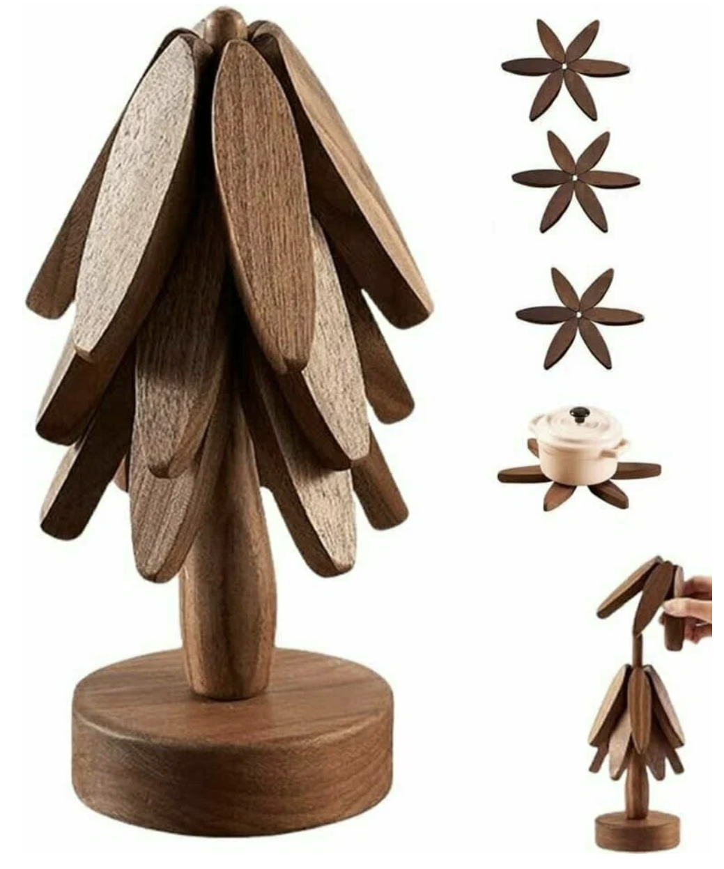 Теплоизоляционные и противоожигающие накладки, массив дерева, три штуки, цвет орех