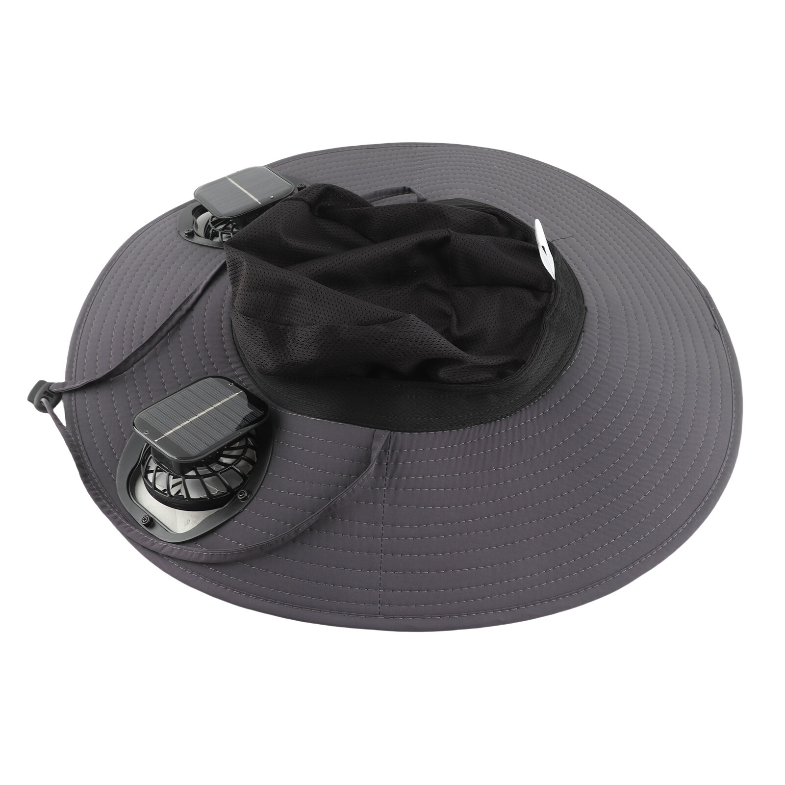 Кепка с двумя вентиляторами на солнечной батарее и USB, темно-серая