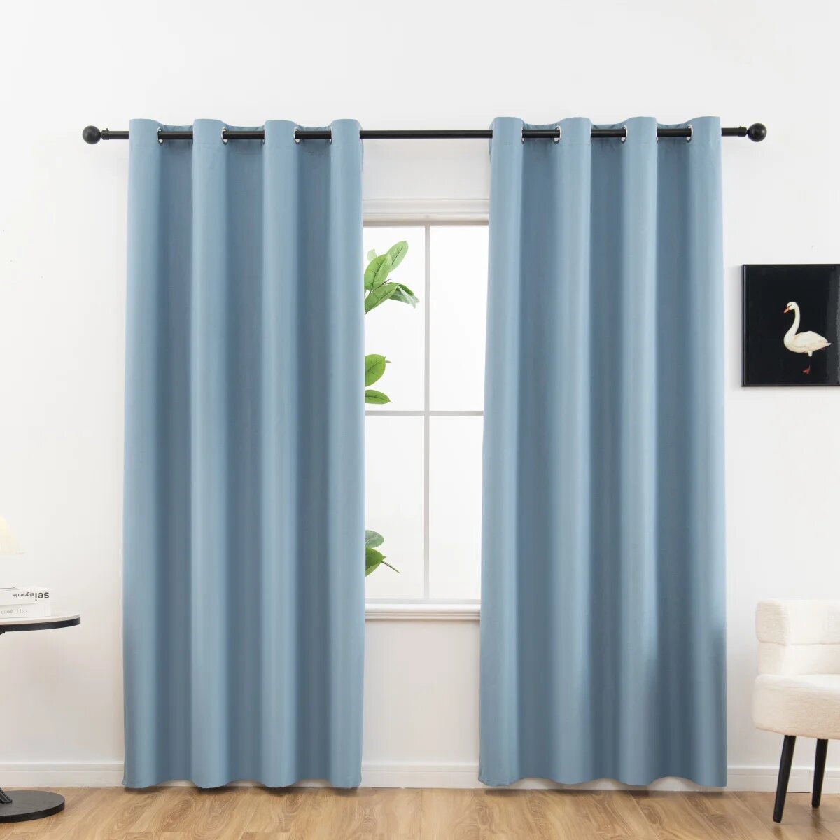 Однотонные шторы из полиэстера 100%, 1 шт. 100X250CM 1PC, Sky Blue