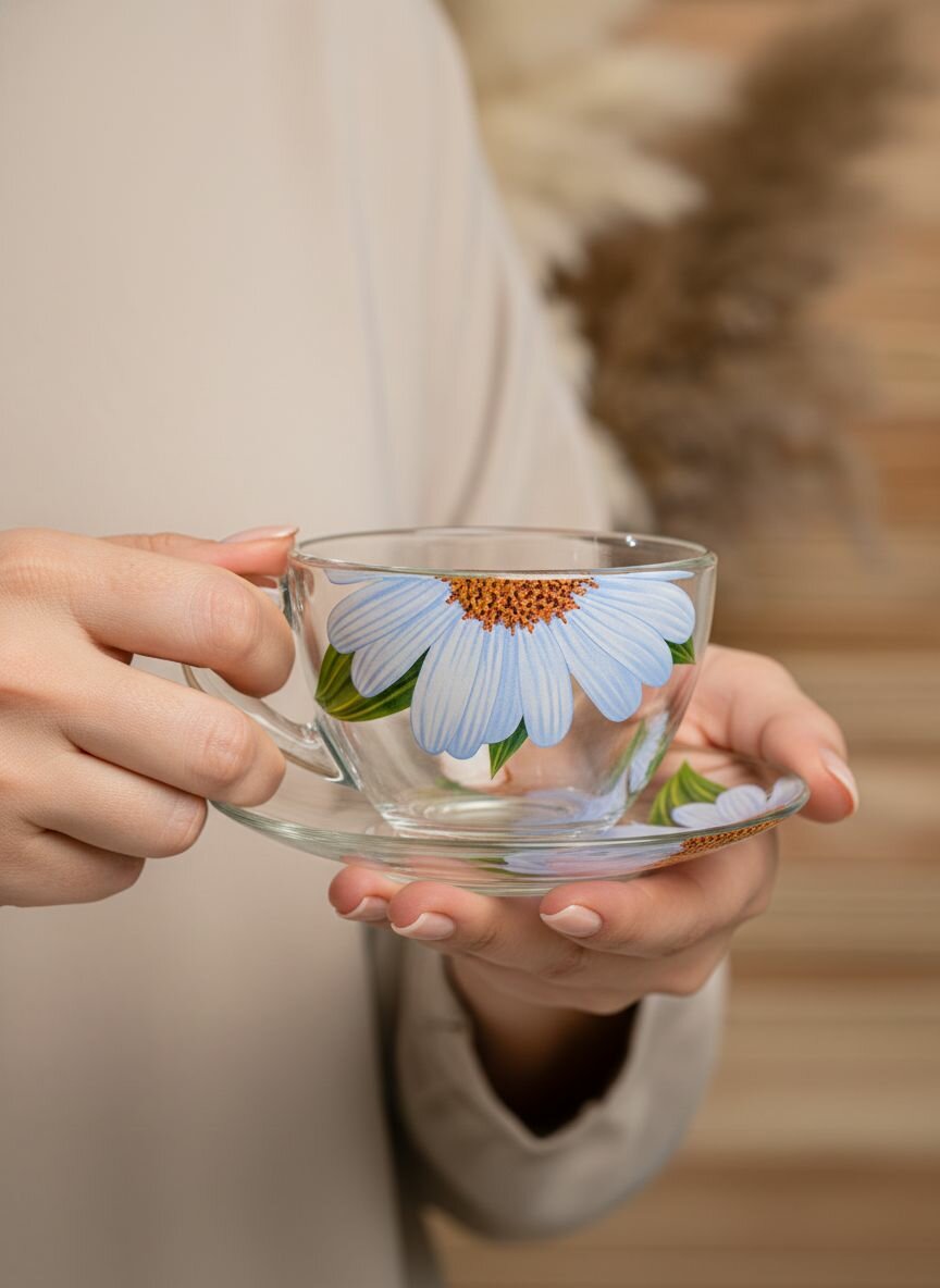 Чайная пара 200 мл Ромашка чашка с блюдцем в подарочной упаковке