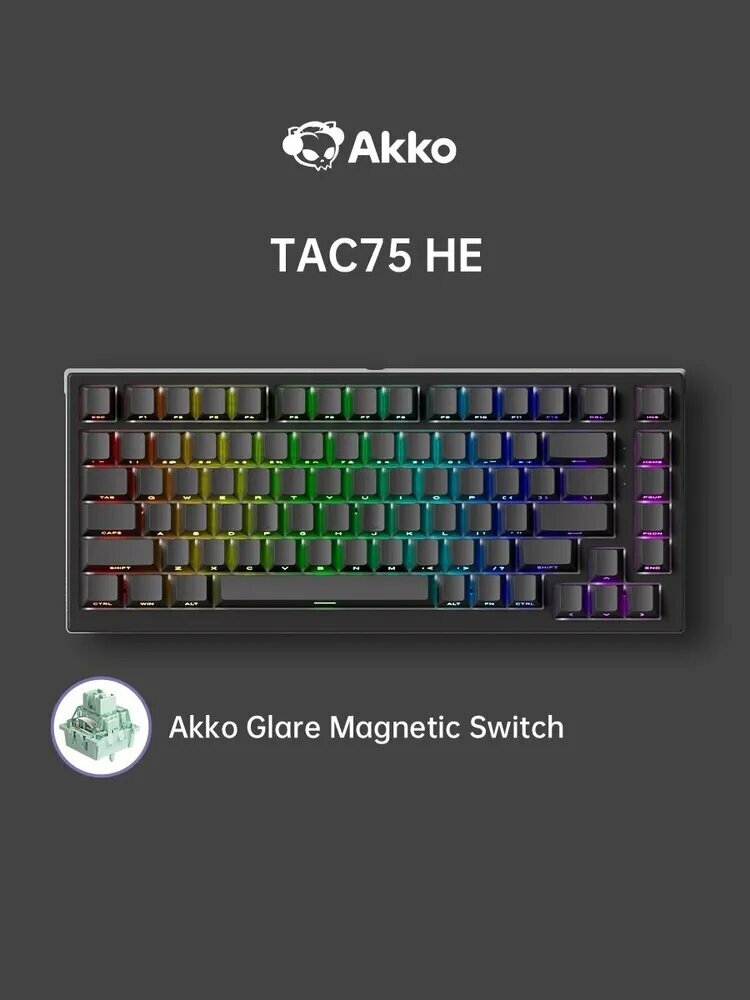 Know Easyx AKKO Игровая клавиатура проводная Akko TAC75 HE single 8K RGB 83 черный