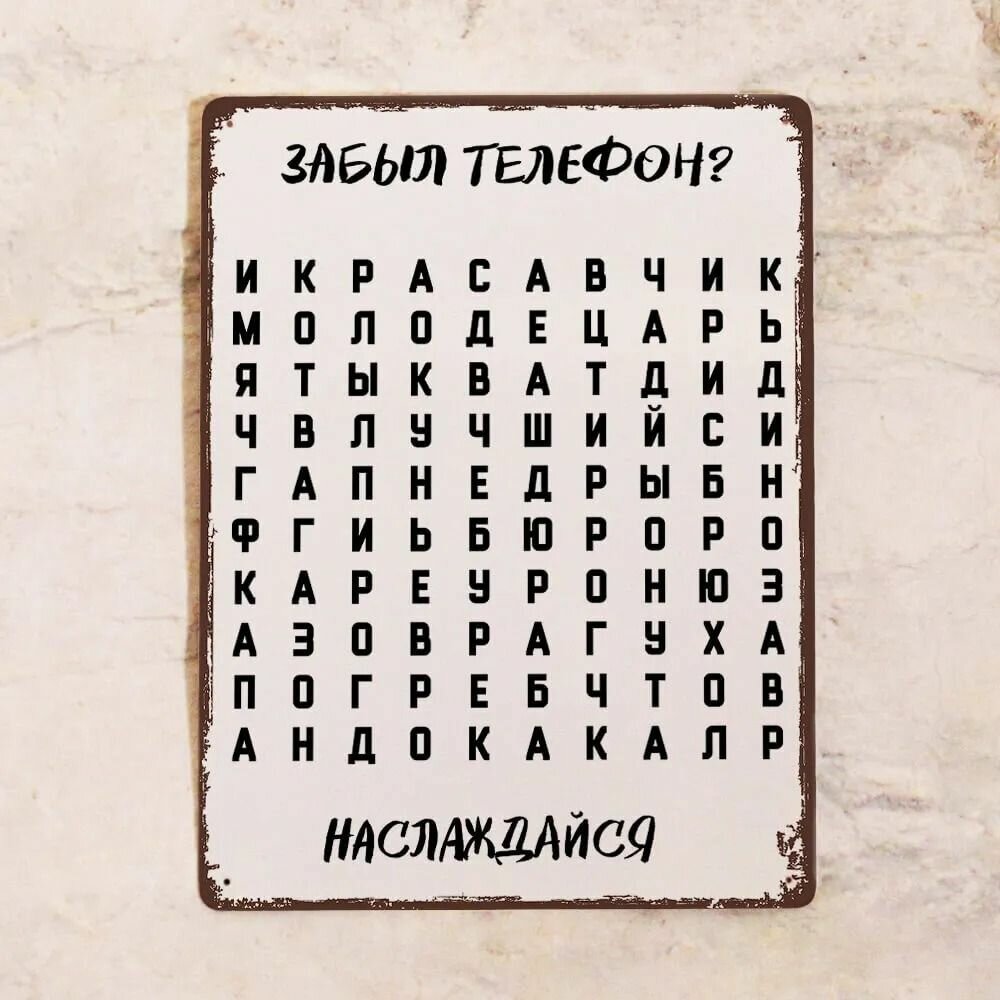 Прикольная картина для декора стен туалета Забыл телефон? Наслаждайся, картина игра прикол, металл, 20х30 см.