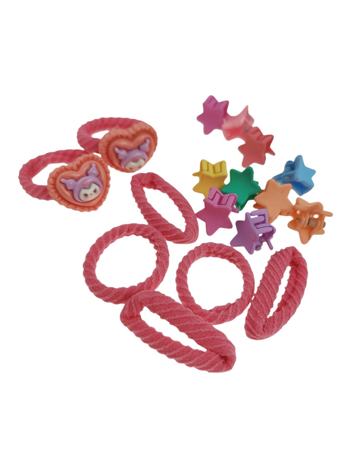 Набор детских аксессуаров для волос Черные котики: крабики 10шт, резиночки 7шт