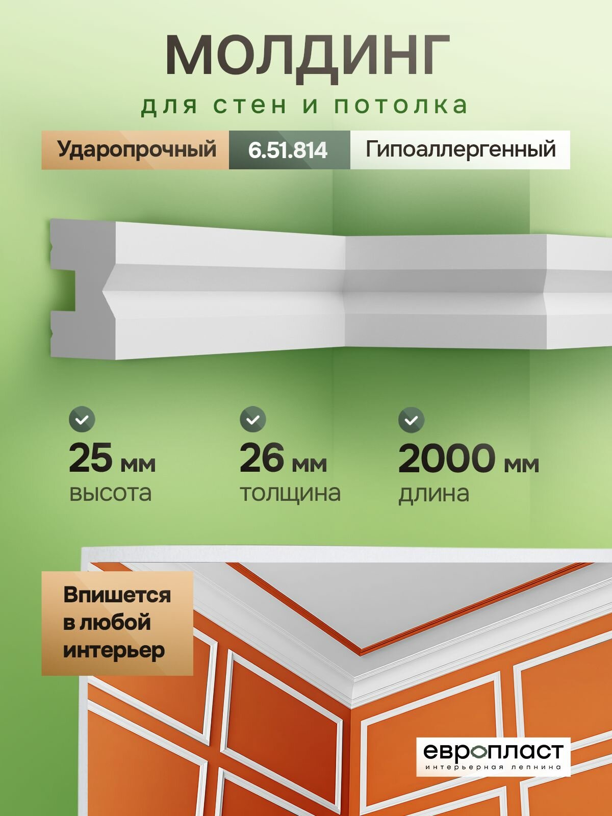 Молдинг для стен Европласт 6.51.814