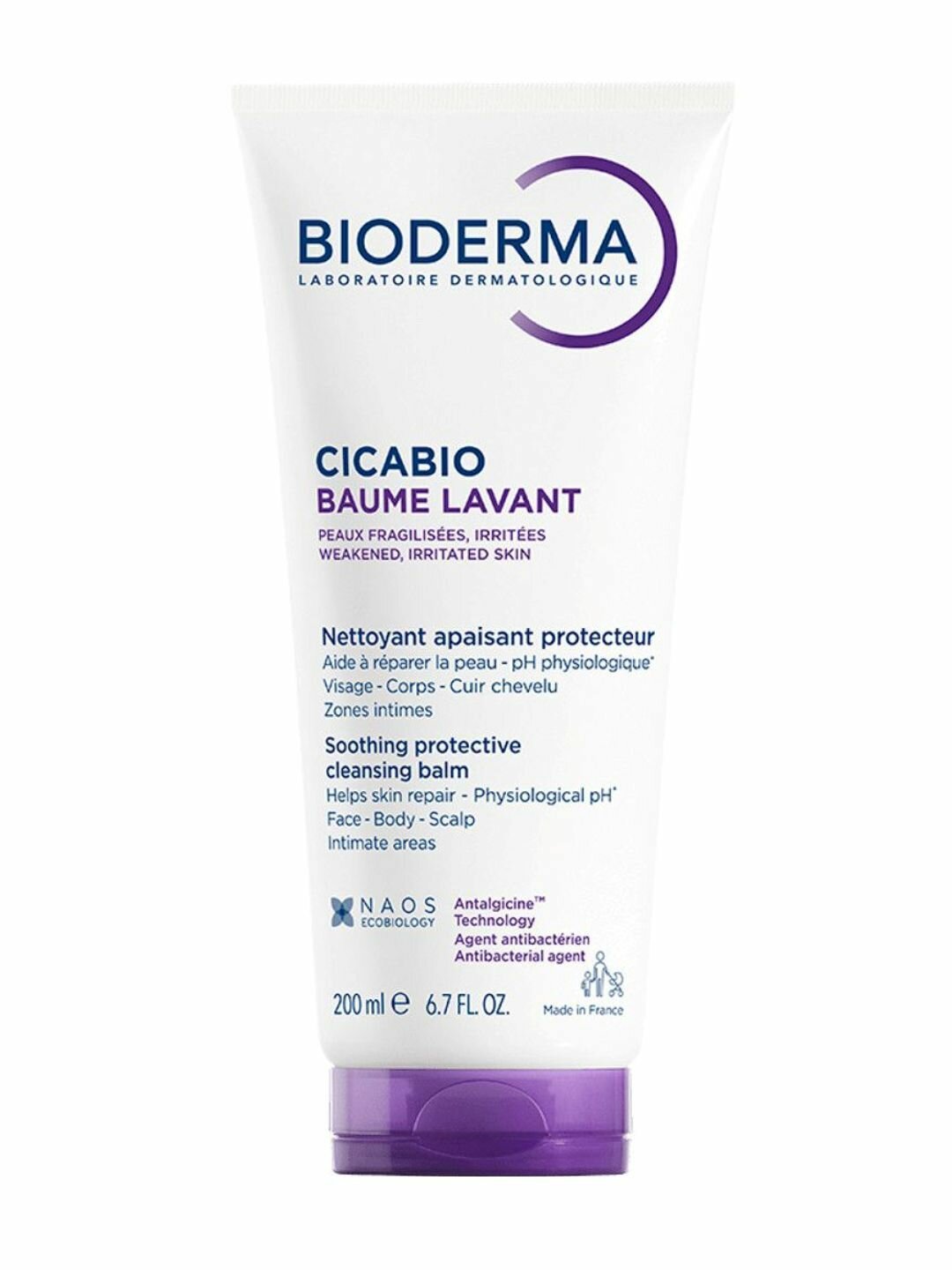 Биодерма цикабио Восстанавливающий очищающий бальзам, 200 мл / BIODERMA CICABIO Baume Lavant