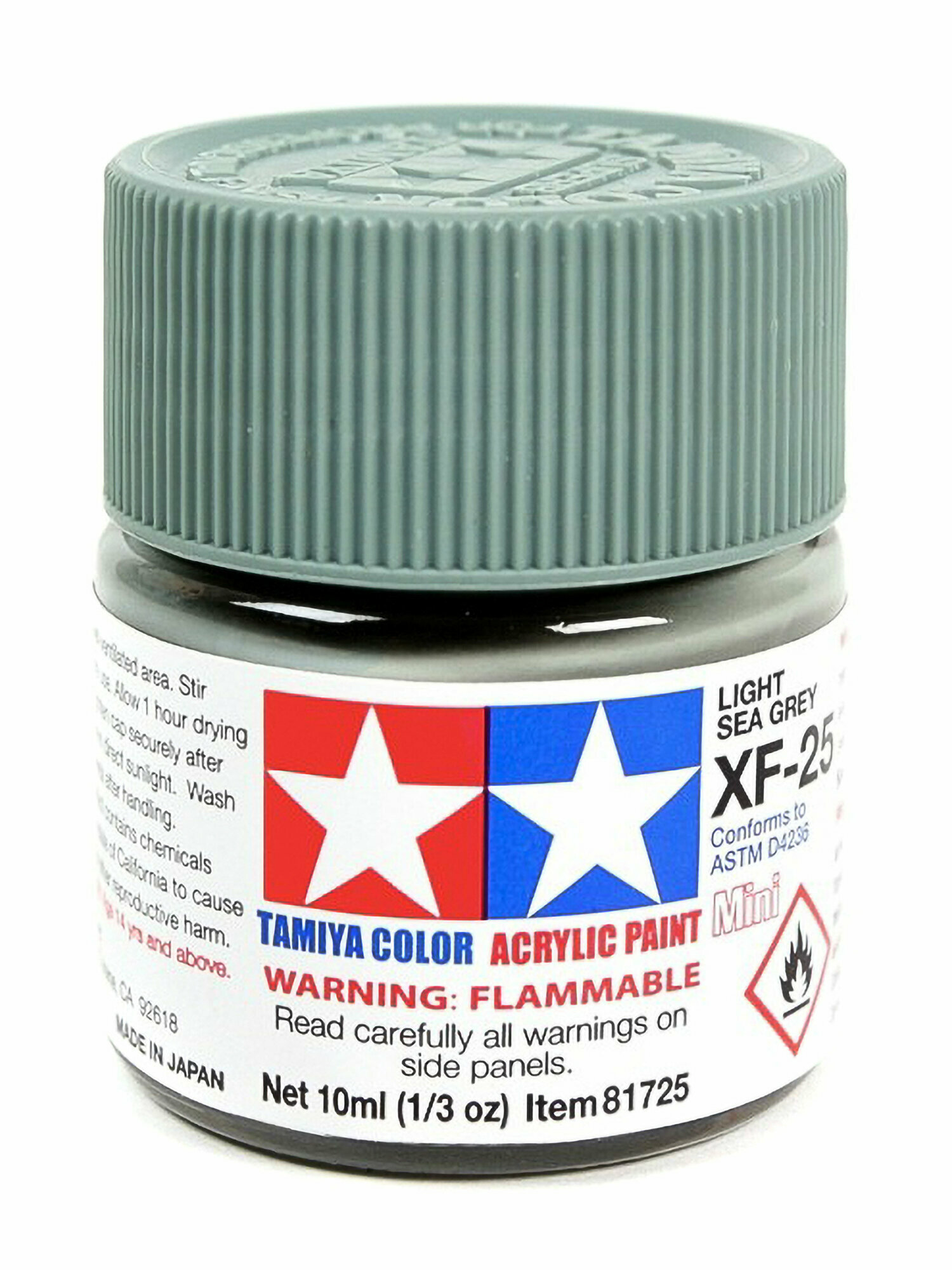 Краска акриловая Tamiya Color XF-25 Light Sea Grey 81725 светло-серая морская матовая, 10 мл