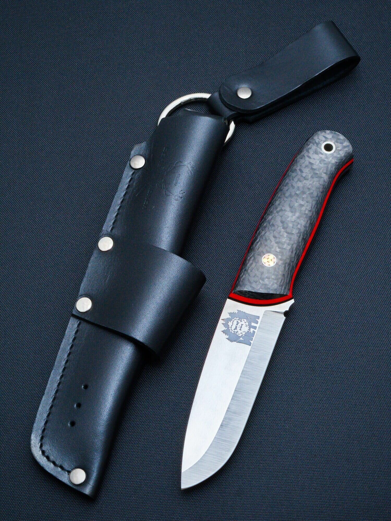 Нож туристический Йети AUS-10 Cryo Сатин Carbon+G10 Черный-Красный Цельнометаллический (Full-tang) 7 Ножей (Seven Knives)