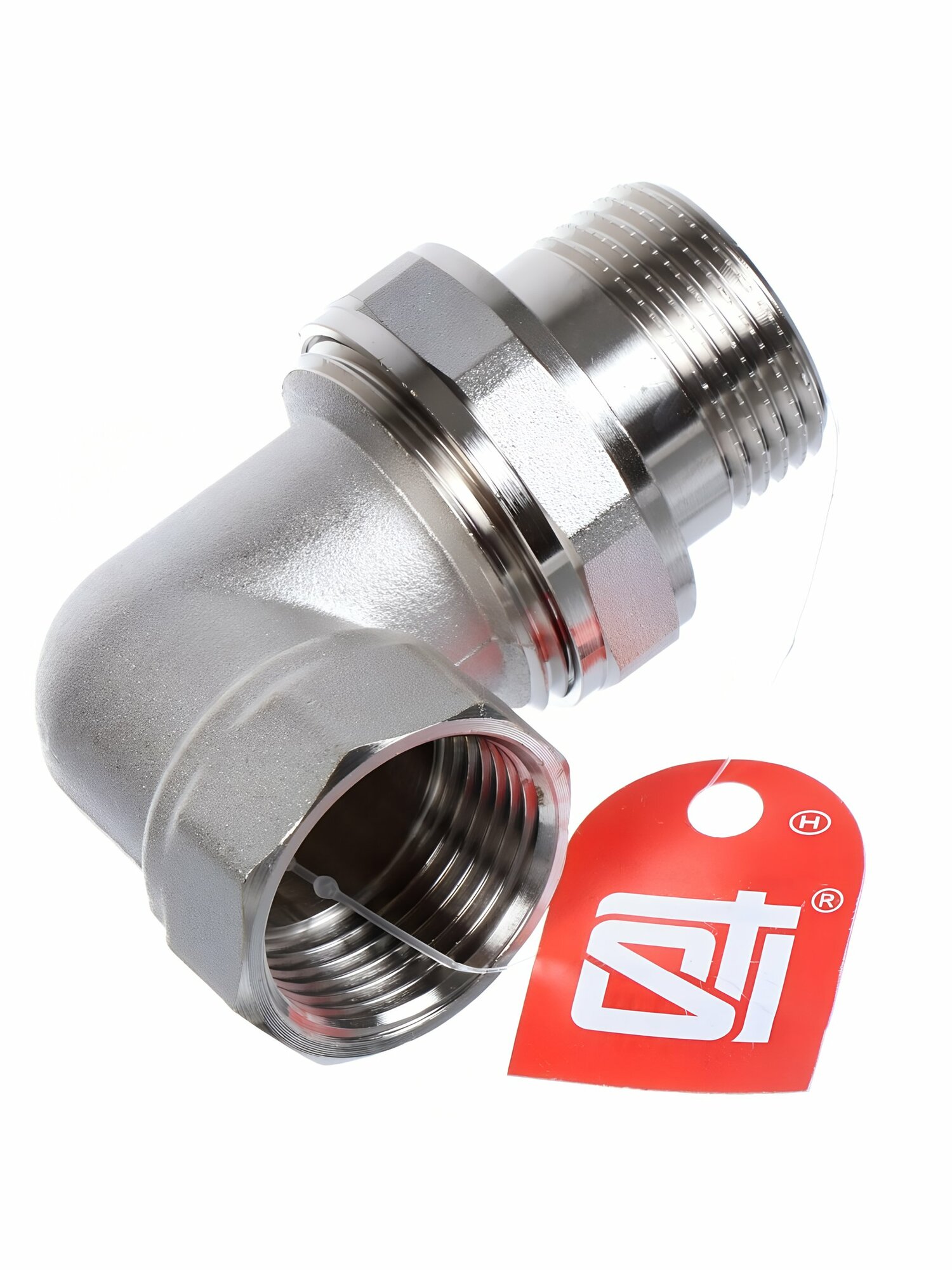 Угловая американка 1" г-ш никель STI, латунь, Китай