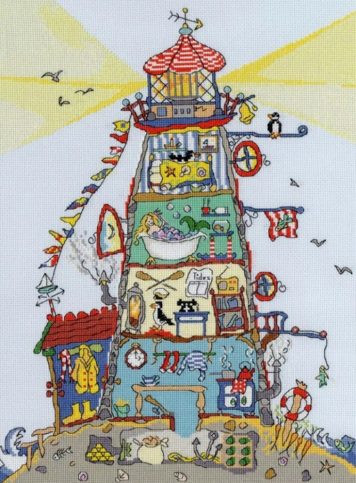 Набор для вышивания Bothy Threads #XCT1 Cut Thru Lighthouse (Сократить через маяк), Счетный крест, 26 x 35 см