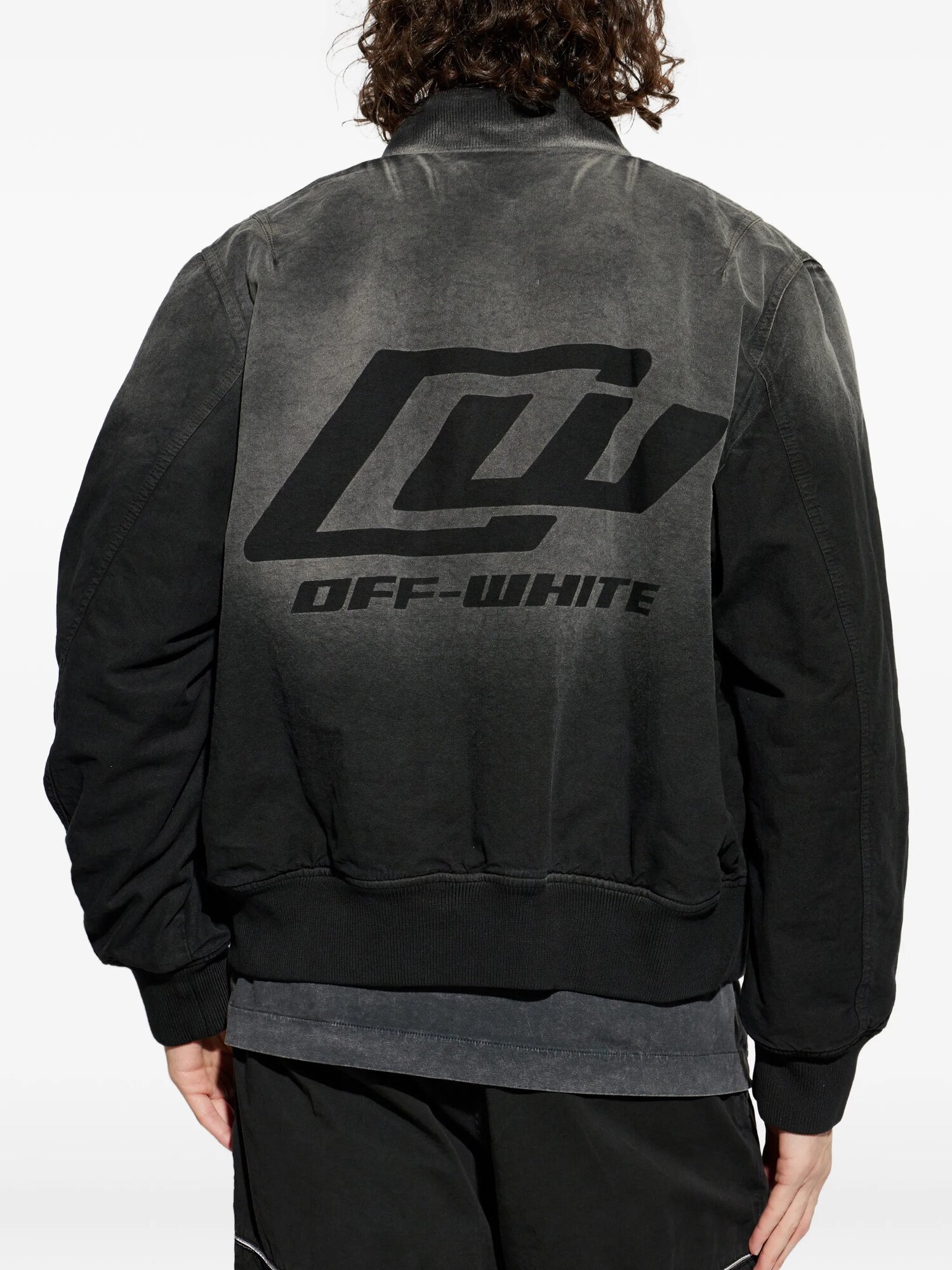 Куртка Off-White Zip-up faded bomber jacket, размер 50, black/black — фото 1