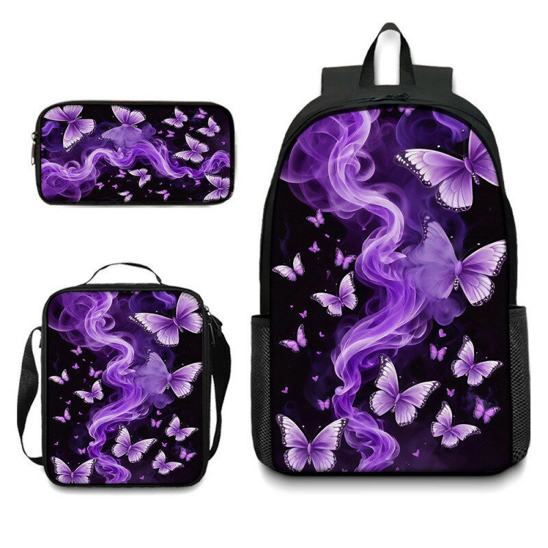 Рюкзак школьный с рисунком бабочка бренд не указан серия не указана артикул не указан легкий оксфорд цвет12