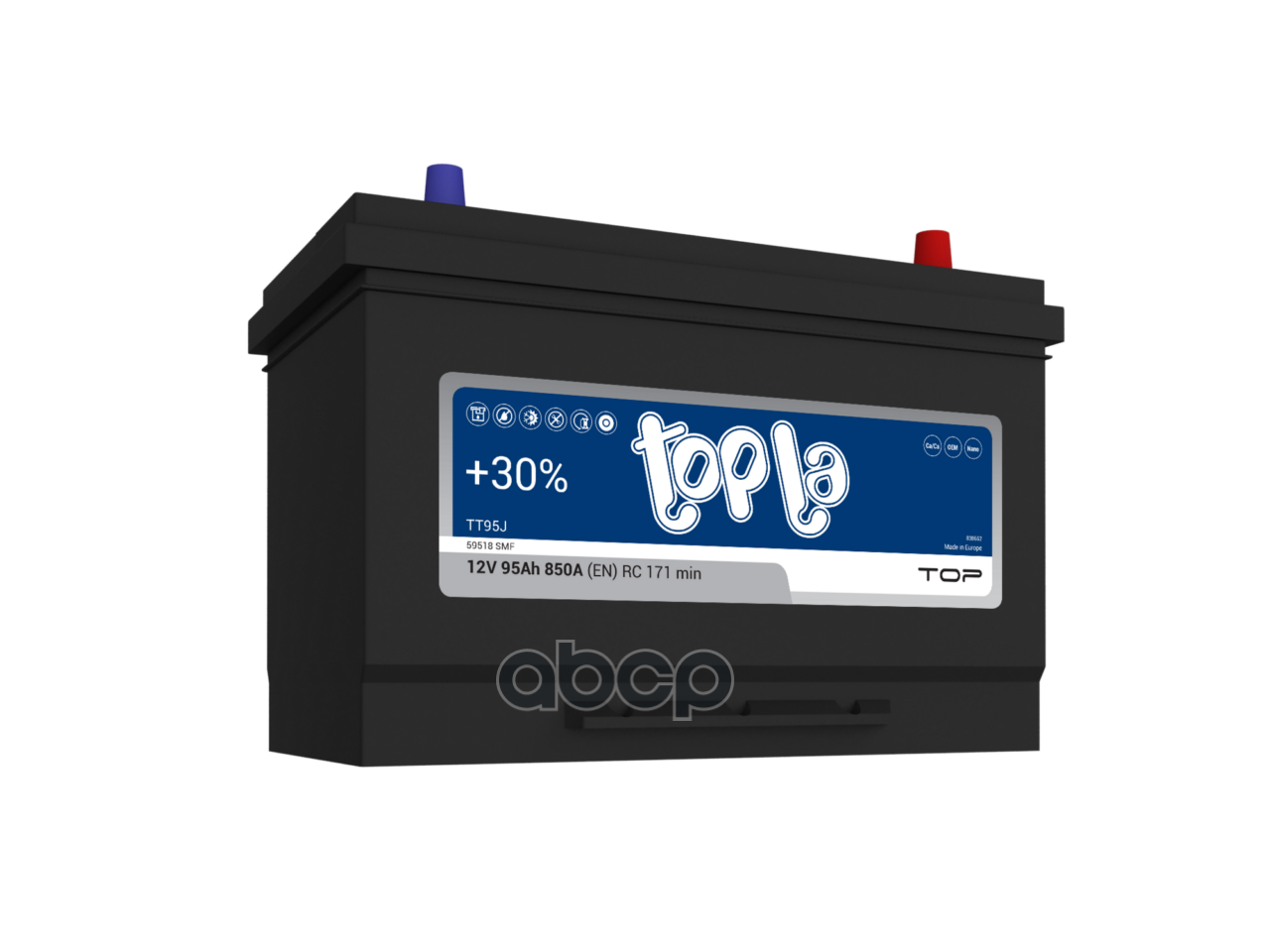 Аккумулятор TOPLA Top JIS 95 А/ч обратный R+ 306x173x200 D31 EN 850 А Topla арт. 1031493
