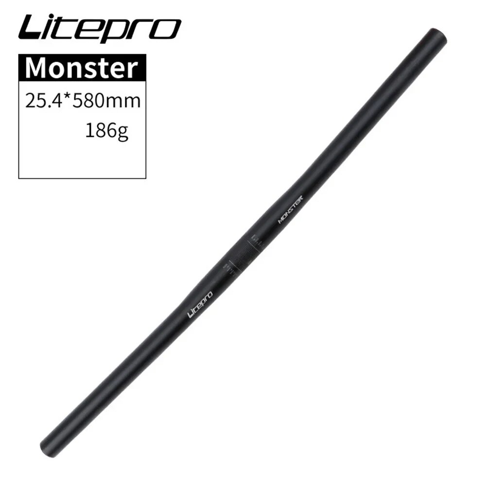 Litepro Монстр прямой руль из алюминия 540/580 мм Черный, Black 580mm