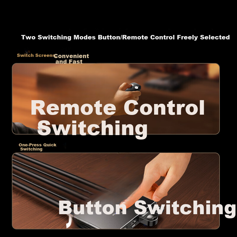 SAMZHE 2-in 4K/60Hz KVM-переключатель с пультом дистанционного управления для совместного использования компьютеров и