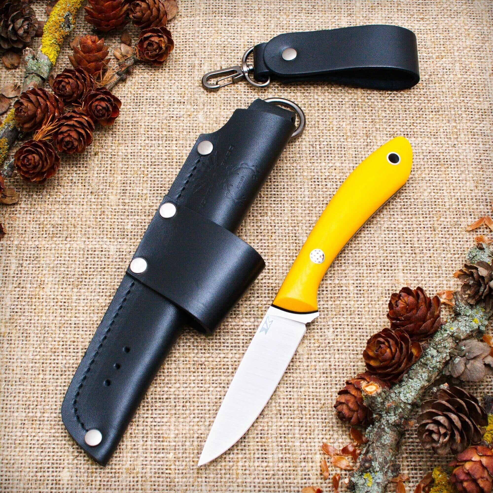 Нож туристический Ц-2 AUS-10 Cryo Сатин G10 Желтый-Черный Цельнометаллический (Full-tang) 7 Ножей (Seven Knives)