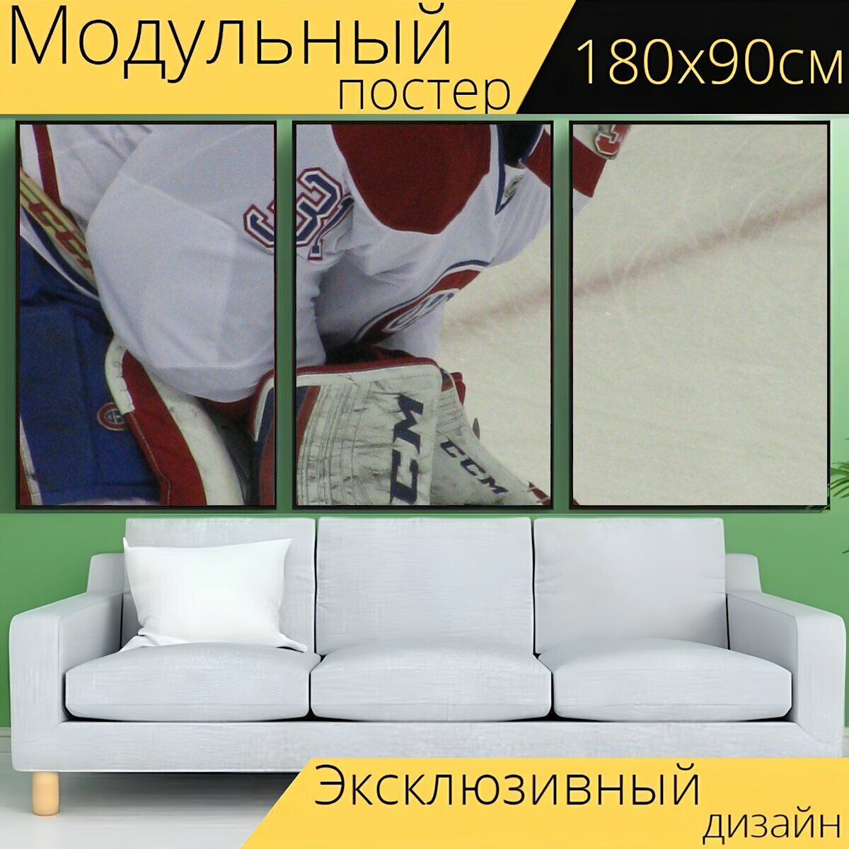 Модульный постер "Монреаль, хоккей, кэри прайс" 180 x 90 см. для интерьера на стену в тубусе