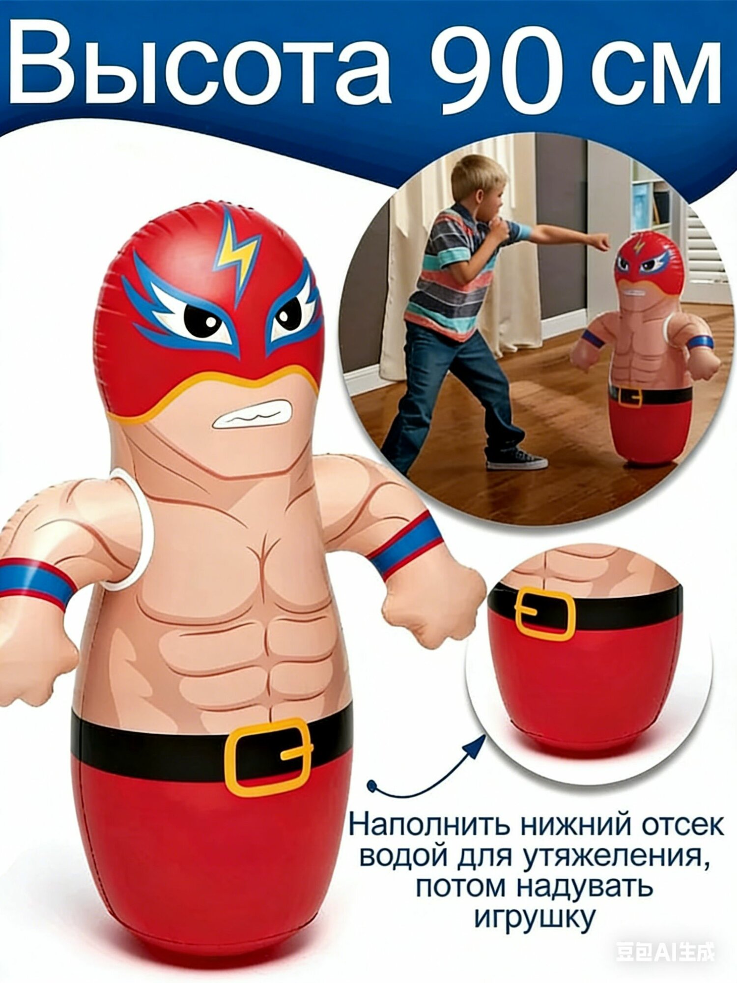 Надувная игрушка Intex "Рестлер" 44672, от 3 лет. игрушка неваляшка. Красный реслер
