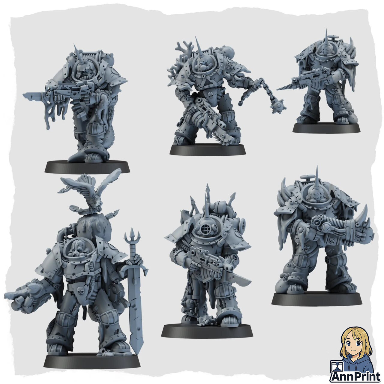 Dredge marines - Warhammer 40000. Набор миниатюр из 6 штук