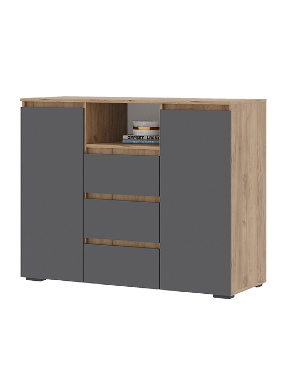 Комод "Хелен КМ 01" графит+крафт Huge Mebel. Ширина 1202 Высота 958. Комоды