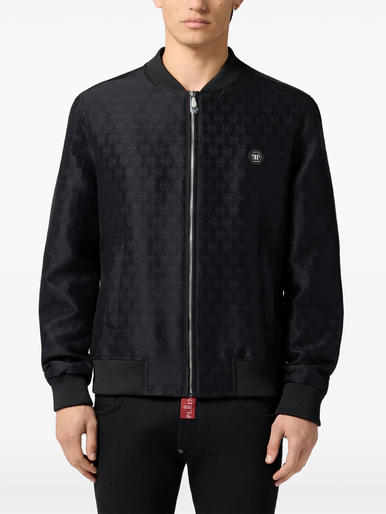 Куртка PHILIPP PLEIN Jacquard monogram bomber jacket, размер 50, black/black — фото 1