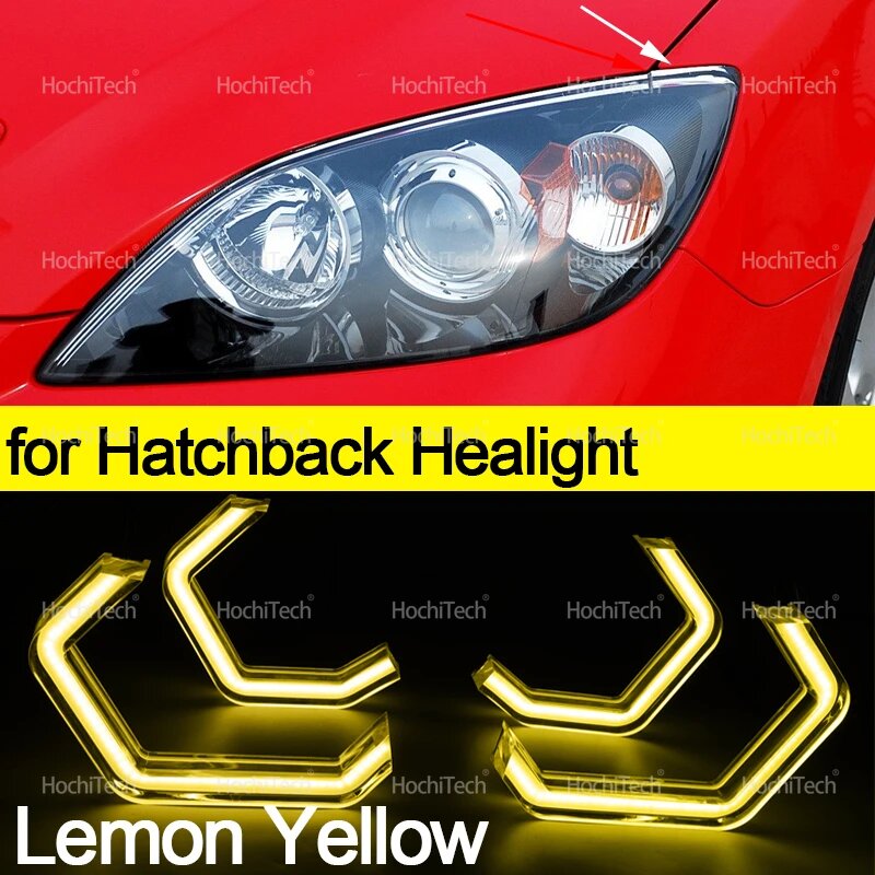 Для Mazda 3 Mazda3 Axela BK Sedan 2003-2008Retrofit DTM M4 Style Лимонно-желтый Белый Фара CSL Style Day Light Angel Eyes Kit