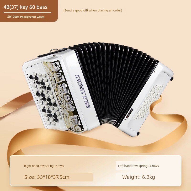 60-басовый баян-аккордеон с перламутрово-белой краской SJY-2006 для начинающих