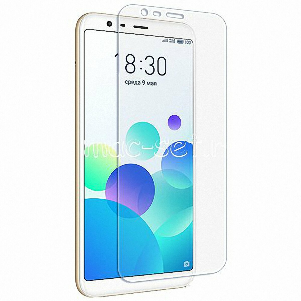 Защитное стекло для Meizu M8c прозрачное на плоскую часть экрана