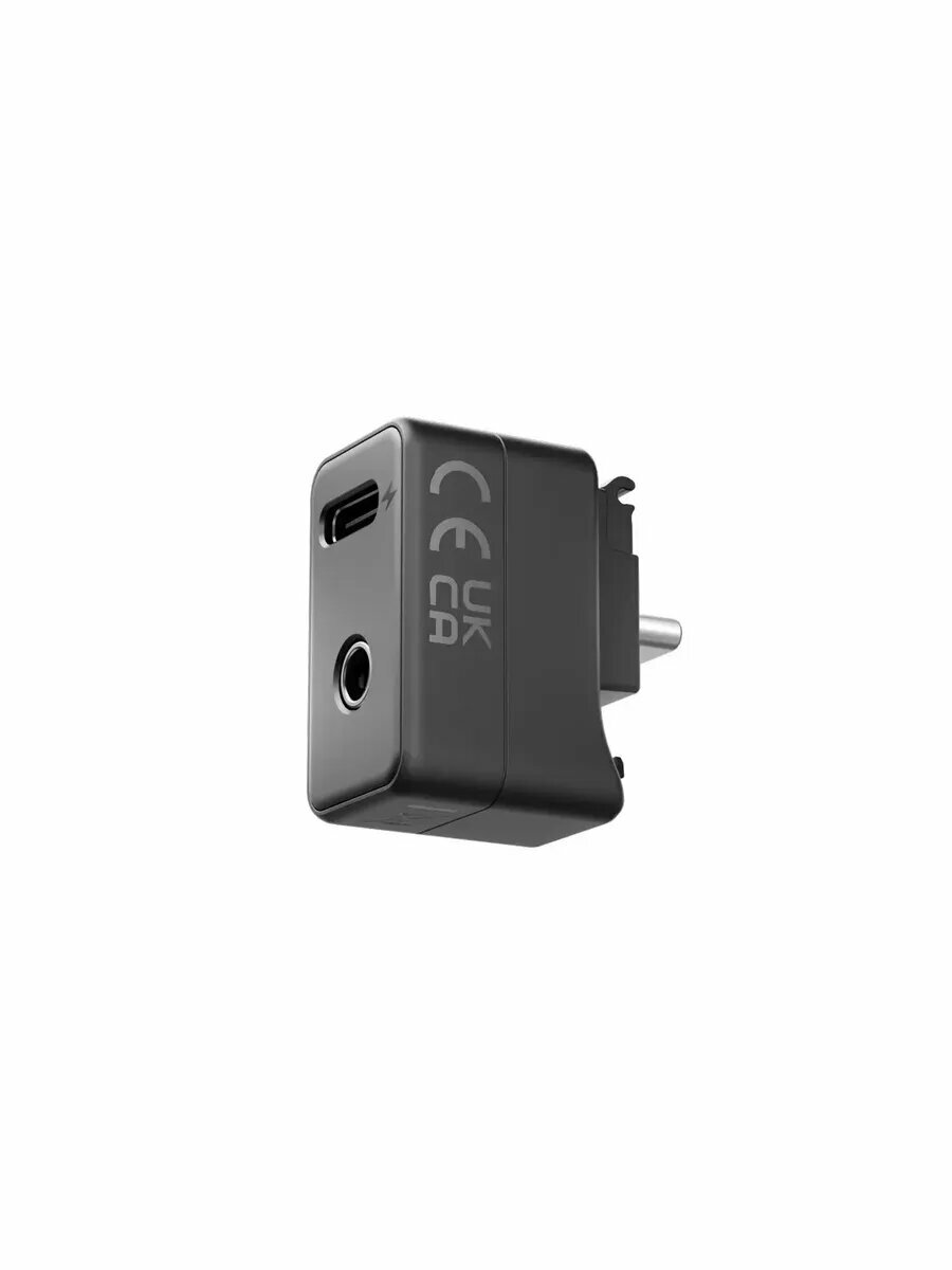 Адаптер X5 Mic Adapter, экшн-камеры Insta 360 X5, пластиковый, черный, высота 2,5 см.