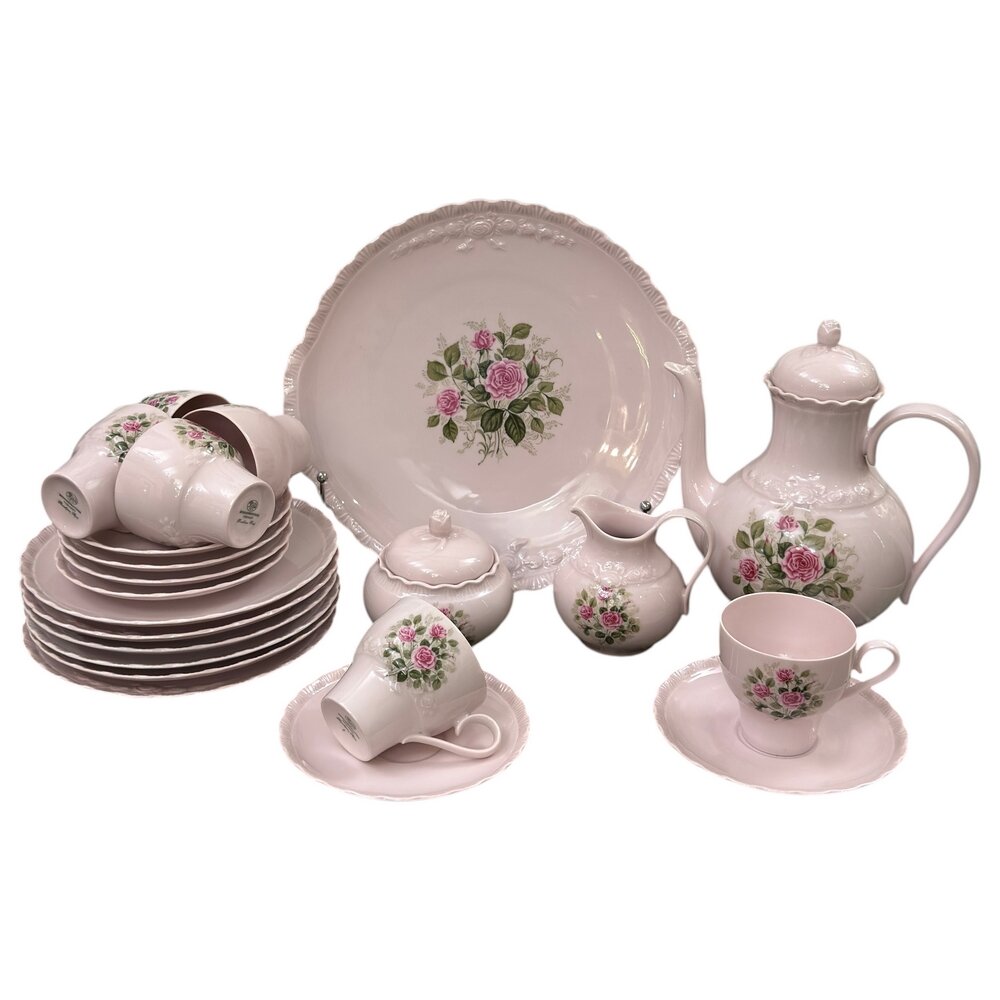 Кофейный сервиз "Розовая роза", (6 персон, 22 пр), 1970-1985 гг, фарфор, Hutschenreuther, Германия
