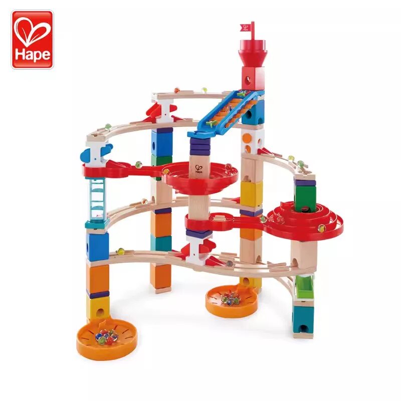 Hape Quadrilla Супер Трек Спираль Система - Расширенная Физическая Игрушка с Мраморной Трек Системой
