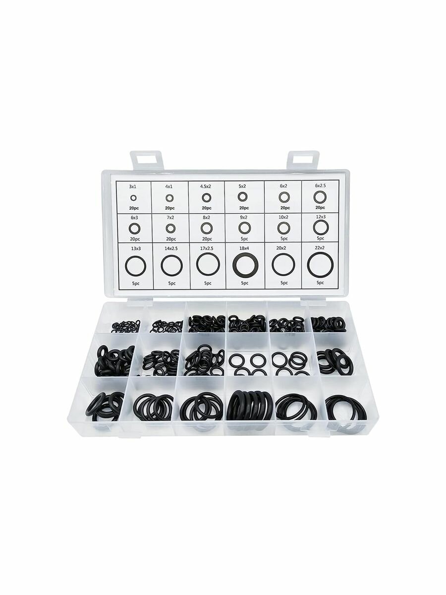 Набор резиновых уплотнительных колец, резиновые прокладки черные, 225 шт.