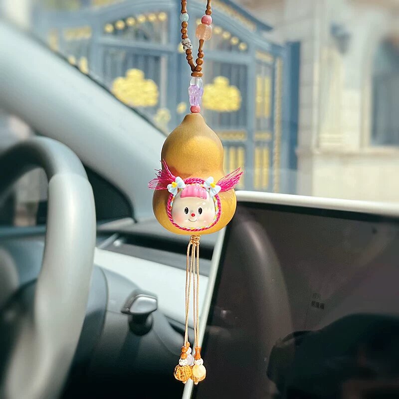 Натуральная тыквенная подвеска для автомобиля с дизайном счастливого ребенка, подарочная упаковка для интерьера салона