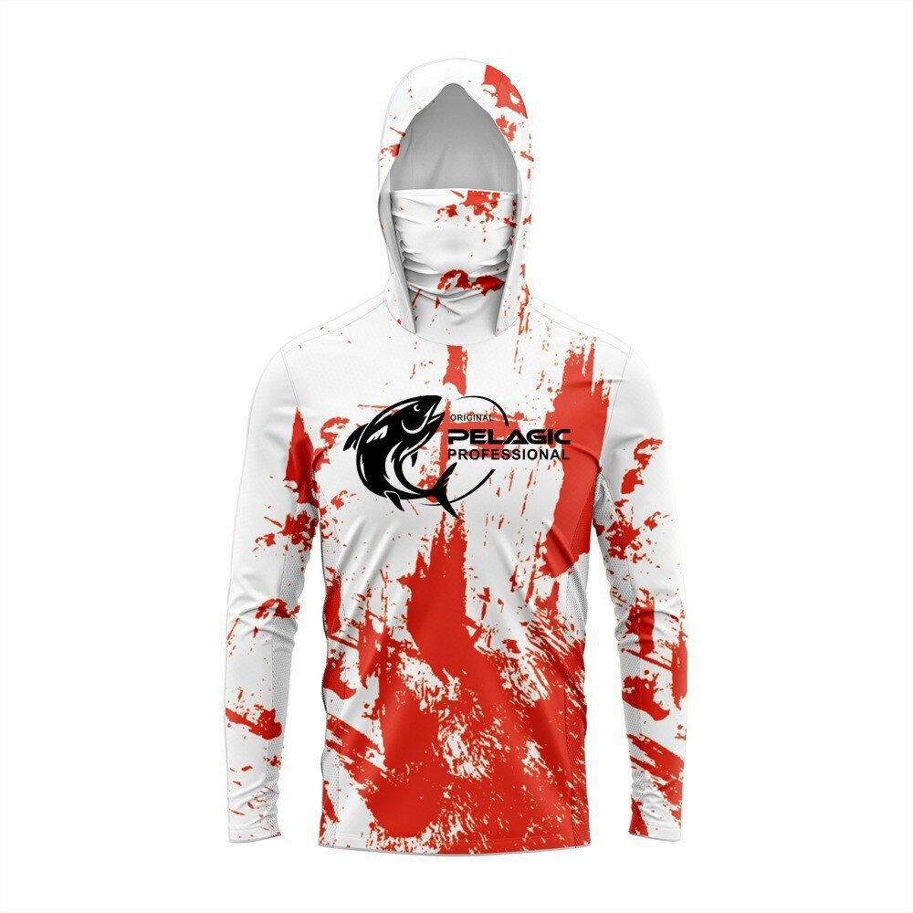 PELAGIC Джерси мужская для рыбалки с капюшоном с принтом Точки, рыболовный лонгслив летний солнцезащитный