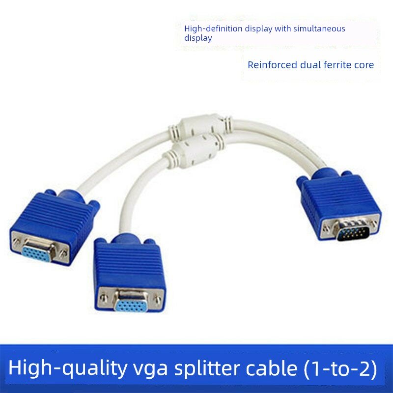 Высококачественный кабель VGA-сплиттер для двойного монитора, длина 0.25 м, синий цвет, адаптер HDMI к VGA с 2-портовым