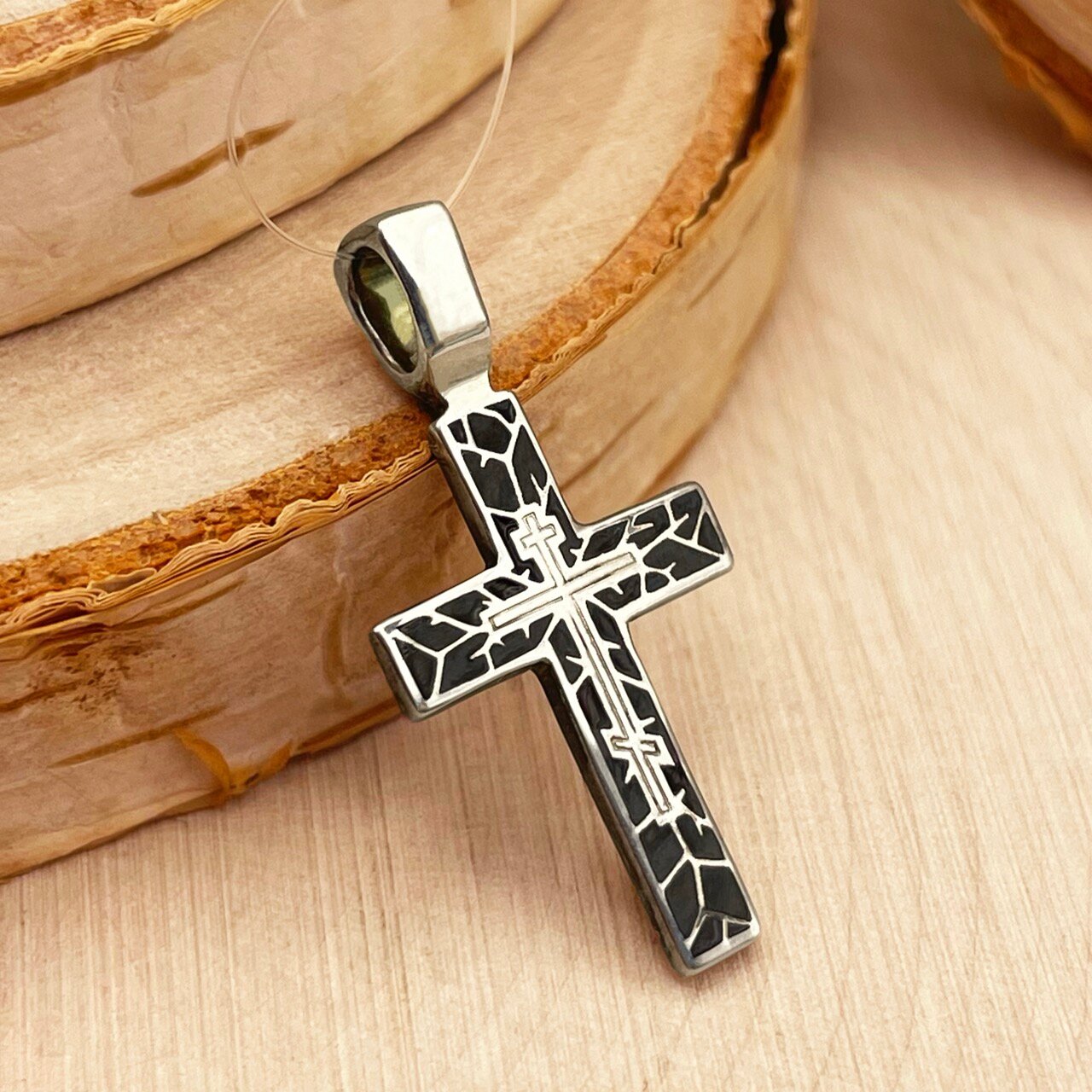 Крестик, серебро, 925 проба, оксидирование, чернение, эмаль