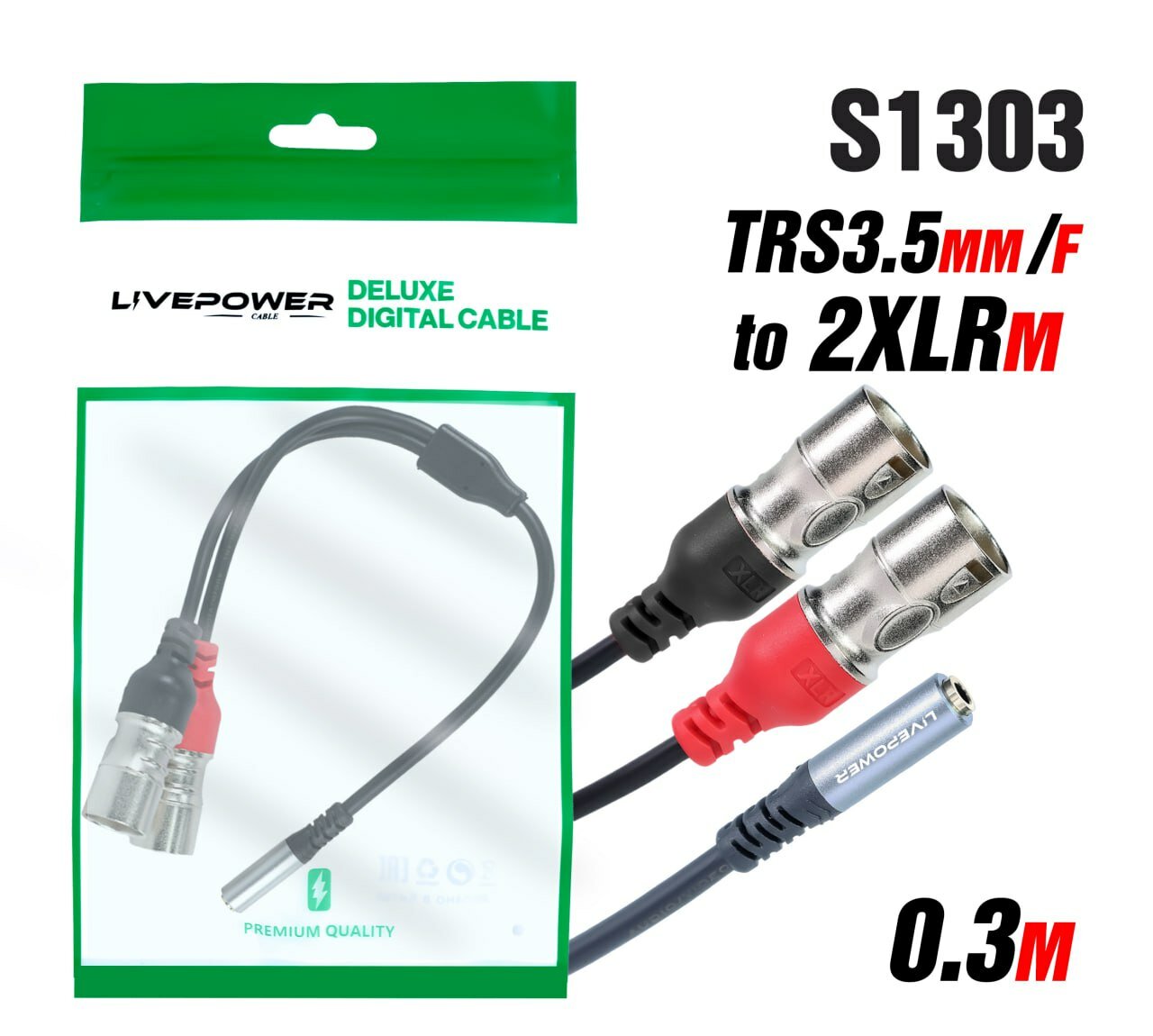 K&U Аудиокабель 3.5 мм/XLR, 0.3 м, черный