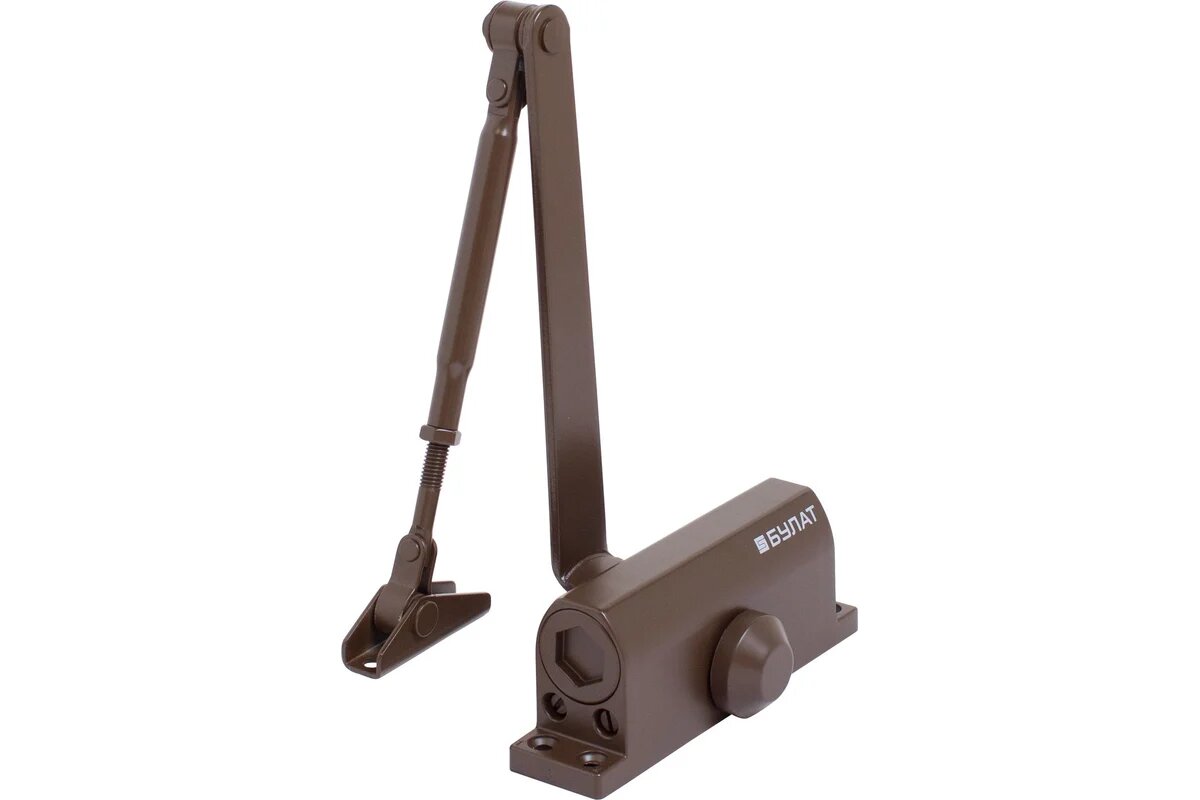 Дверной доводчик булат ULTIMATE ДД‑60 A‑C 25‑80 кг коричневый морозостойкий до ‑42 °C для пластиковых, деревянных и металлических дверей с регулировкой скорости закрывания и окончательной доводки.