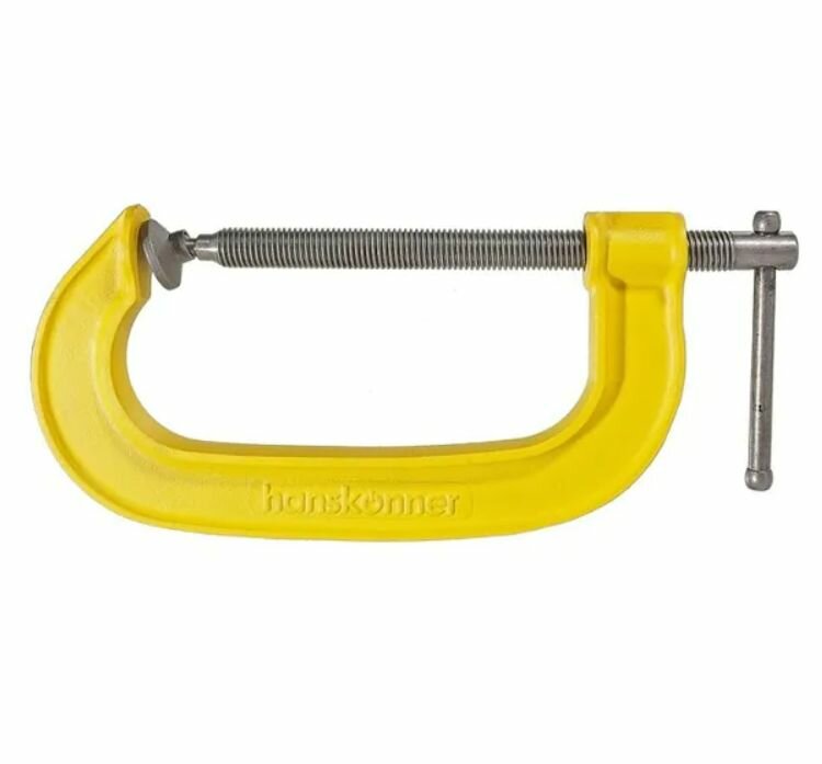 Струбцина G-образная Hanskonner 150 мм / 6', чугун, оксидированный винт, HK1078-01-150