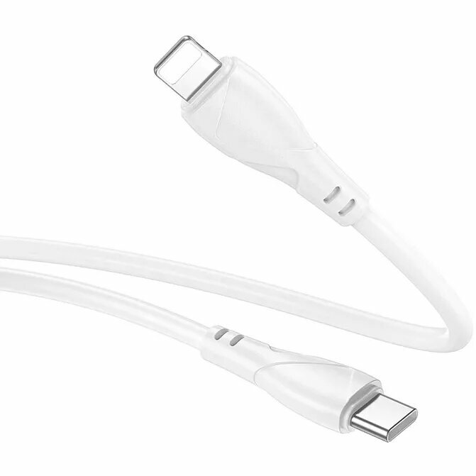 Кабель Type-C на Lightning Borofone BX121 Energy, 1.0м, круглый, PD27Вт, ПВХ белый