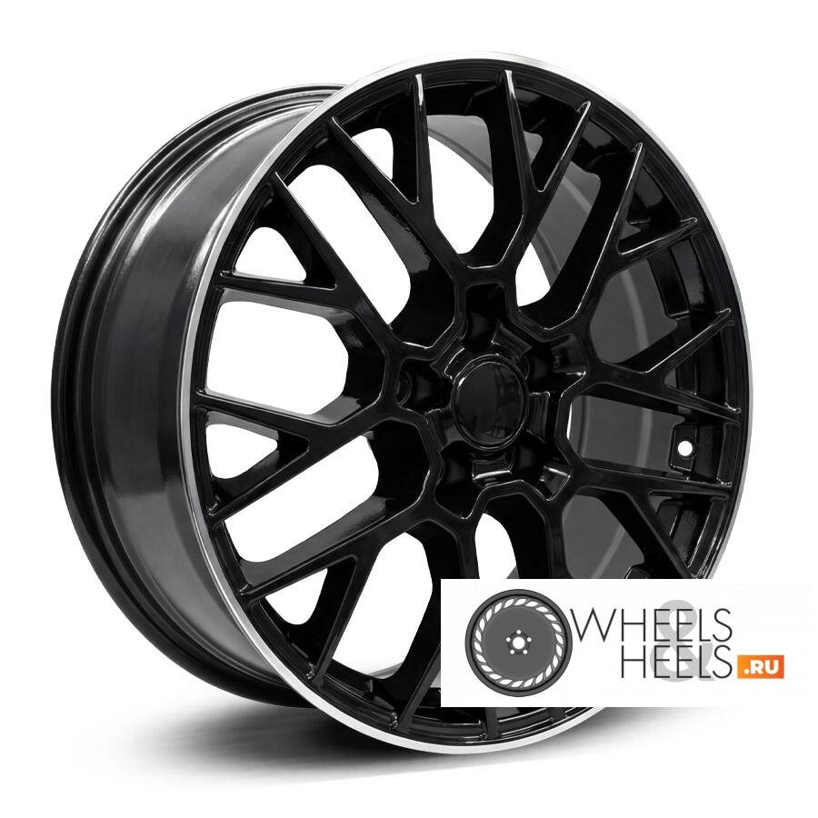 Диск автомобильный литой KHOMEN WHEELS 1818 18x7 5x112 et43 dia57.1 Черный с полированным ободом