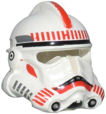 Деталь Lego 50995pb06 Minifigure, Headgear Helmet SW Clone Trooper Ep.3 with Red Stripe and Mouth Markings Pattern